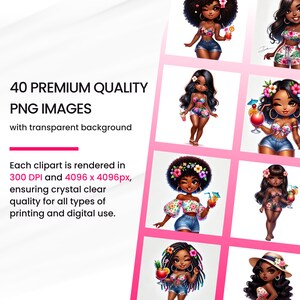 Summer Black Girls PNG, 40 Beach Girls Cliparts, Afro Chibi Clipart PNG ...