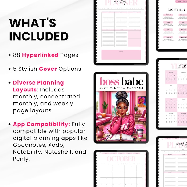 Boss Babe Digital Planner 2024-2025: PLR Customizable Canva Template - Etsy