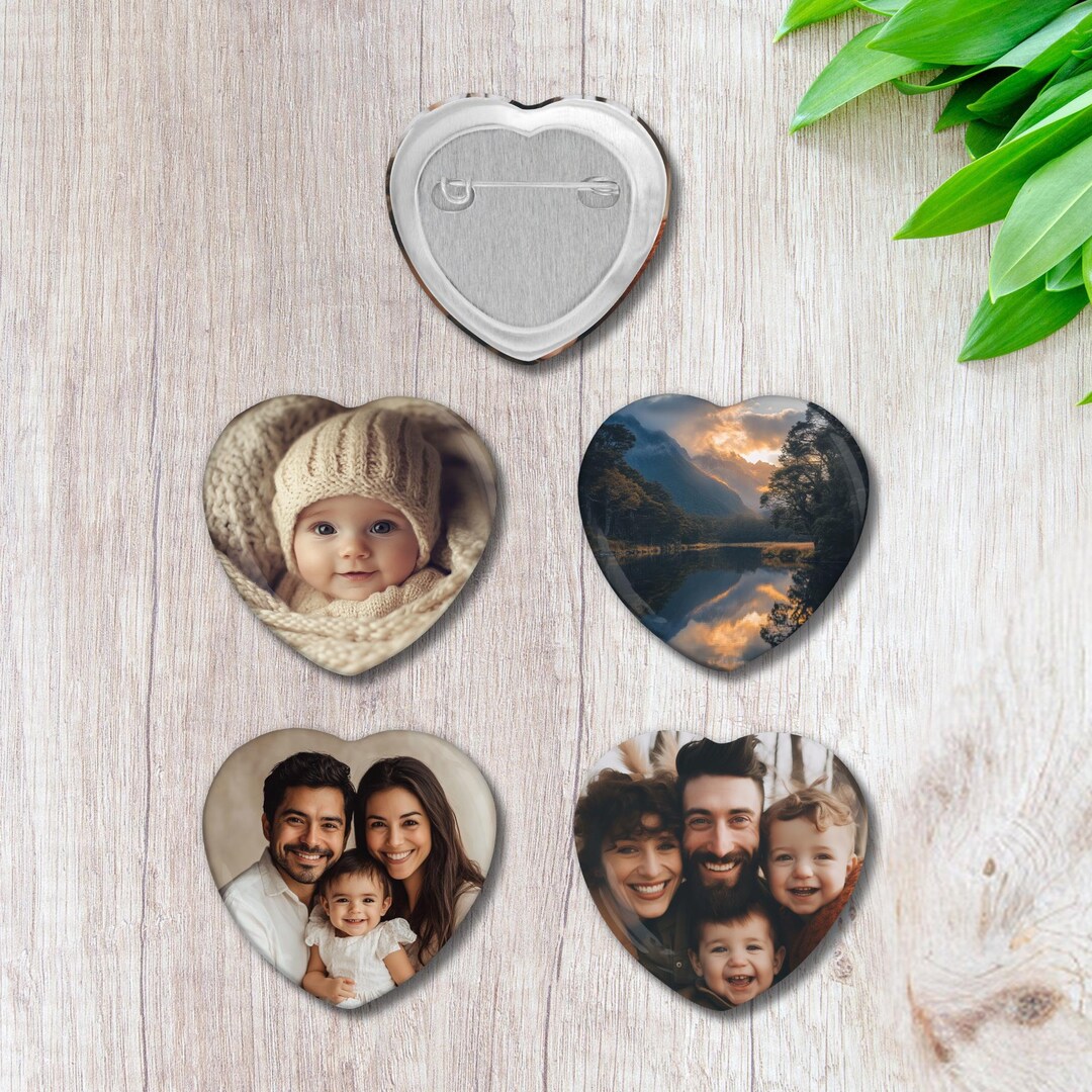 Personalized Heart-shaped Fridge Magnets or Pins With Photos or Text ...