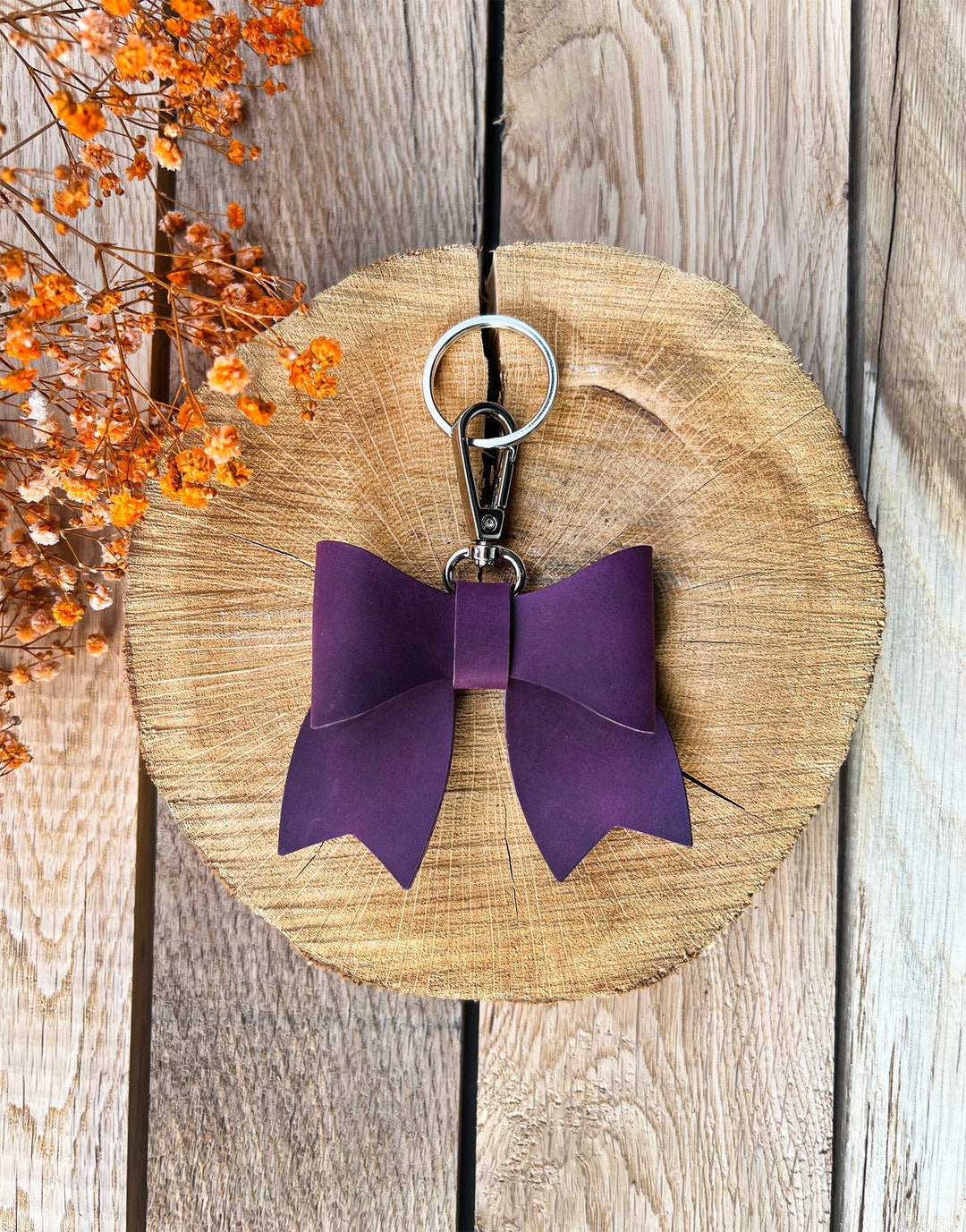 Crazy Leather Bow Keychain, Personalized Lovely Bow Keyring, Bag Charm ...