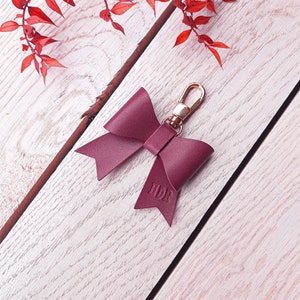 Nappa Leather Mini Bow Keychain, Personalized Lovely Bow Keyring, Bag ...