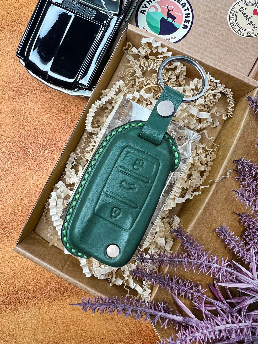 SEAT Key Fob Cover Leon Ibiza Ateca VW, SKODA Leather Key Fob Case ...
