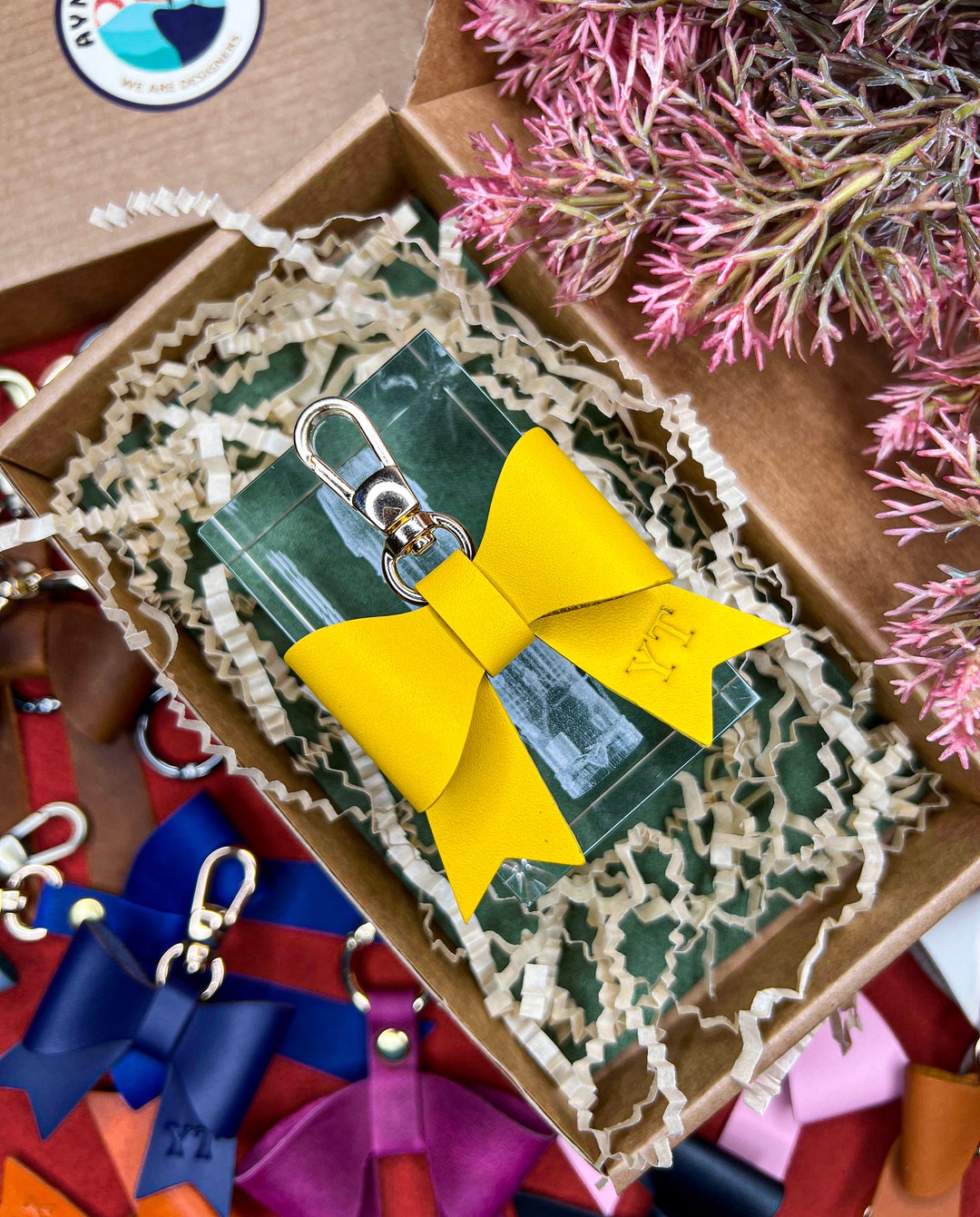 Nappa Leather Mini Bow Keychain, Personalized Lovely Bow Keyring, Bag ...