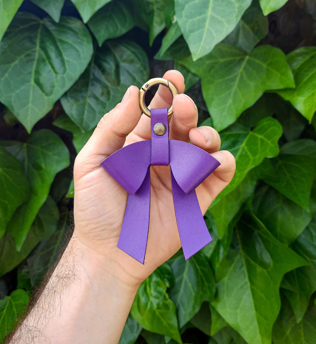 Nappa Leather Bow Keychain, Personalized Lovely Bow Keyring, Bag Charm ...