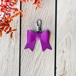 Nappa Leather Mini Bow Keychain, Personalized Lovely Bow Keyring, Bag ...