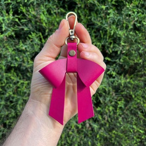 Nappa Leather Bow Keychain, Personalized Lovely Bow Keyring, Bag Charm ...