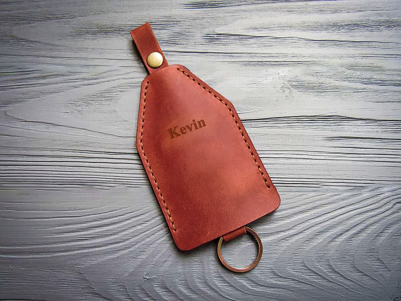 Slim Leather Key Organizer With Pull Strap, Handmade Pocket Leather Key ...