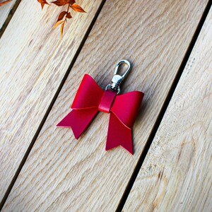 Nappa Leather Mini Bow Keychain, Personalized Lovely Bow Keyring, Bag ...
