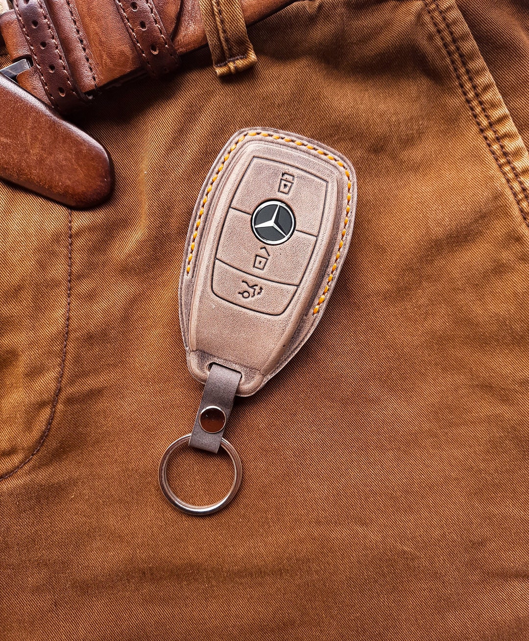 Mercedes E-S-G Series AMG Crazy Leather Key Fob Case Smart Key Cover ...