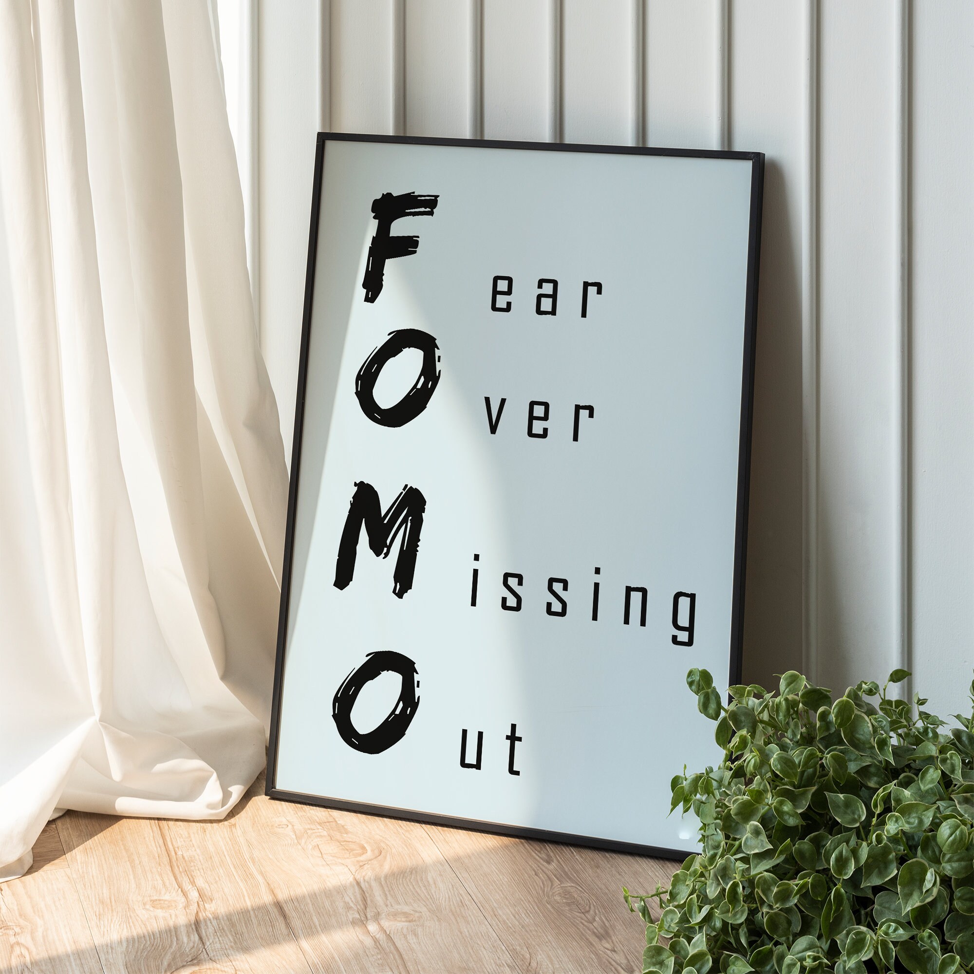 Fear Over Missing Out Fomo Poster Black and White Typography Poster ...