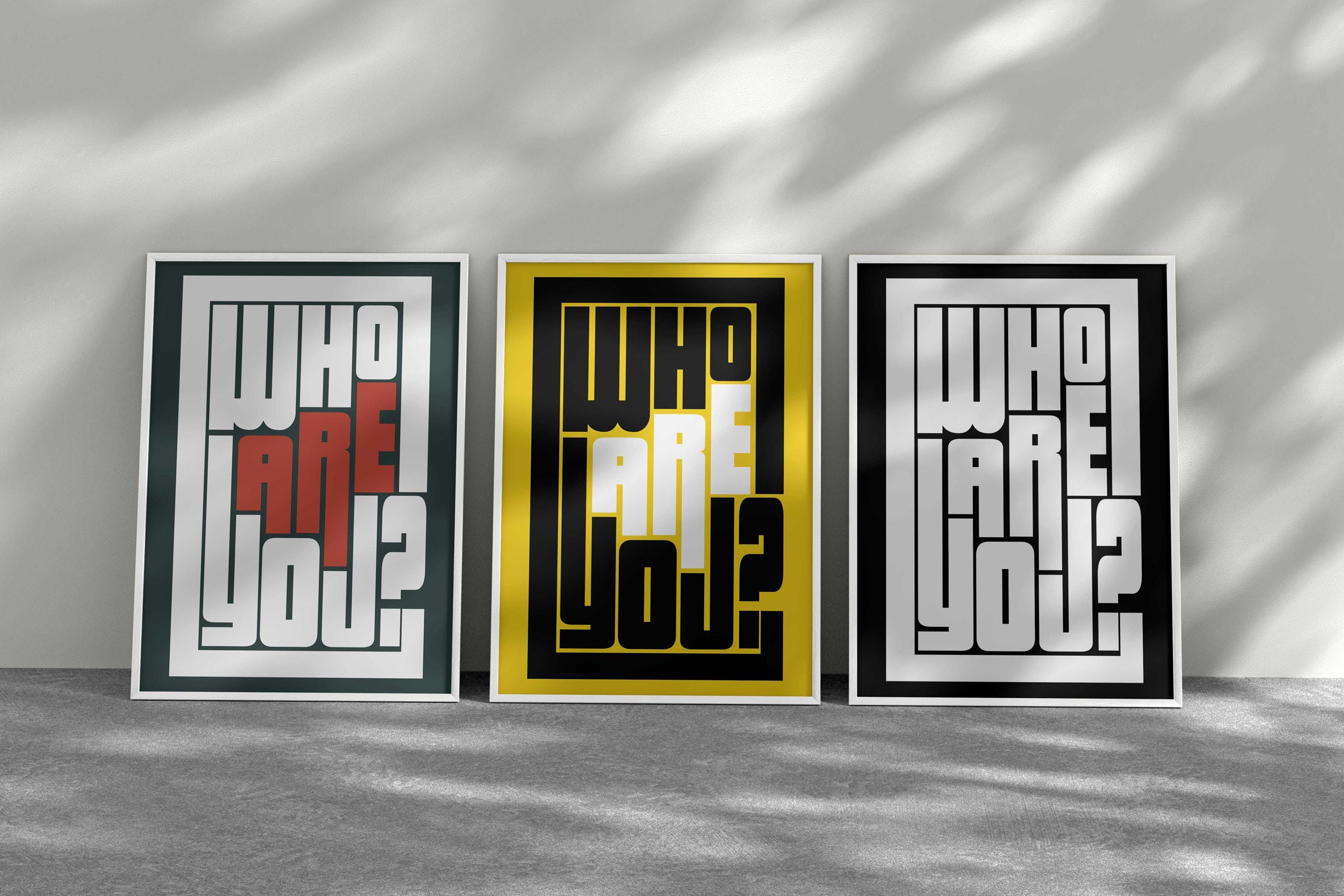 Typography Print | 'who Are You?' Poster | Minimalist Black and White ...