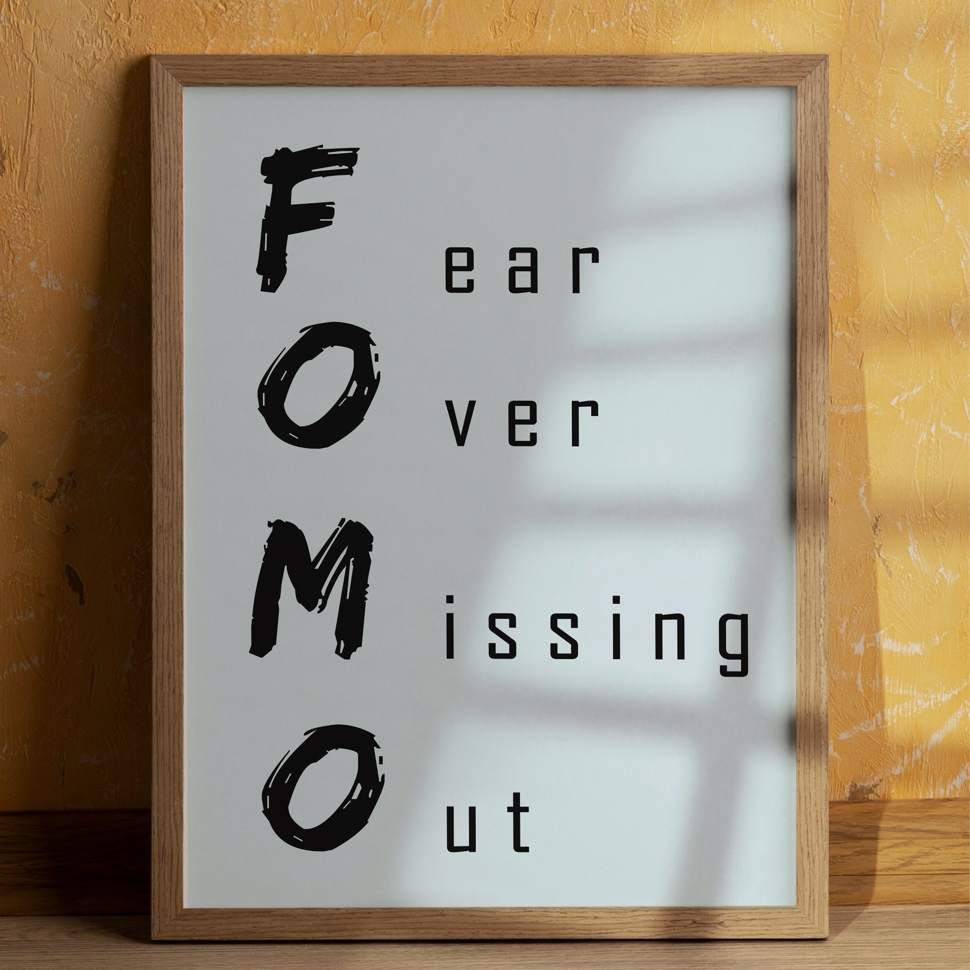 Fear Over Missing Out Fomo Poster Black and White Typography Poster ...
