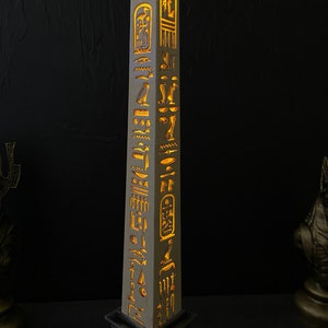 Egyptian Night Light, Egyptian Obelisk With Hieroglyphs, LED Table Lamp ...