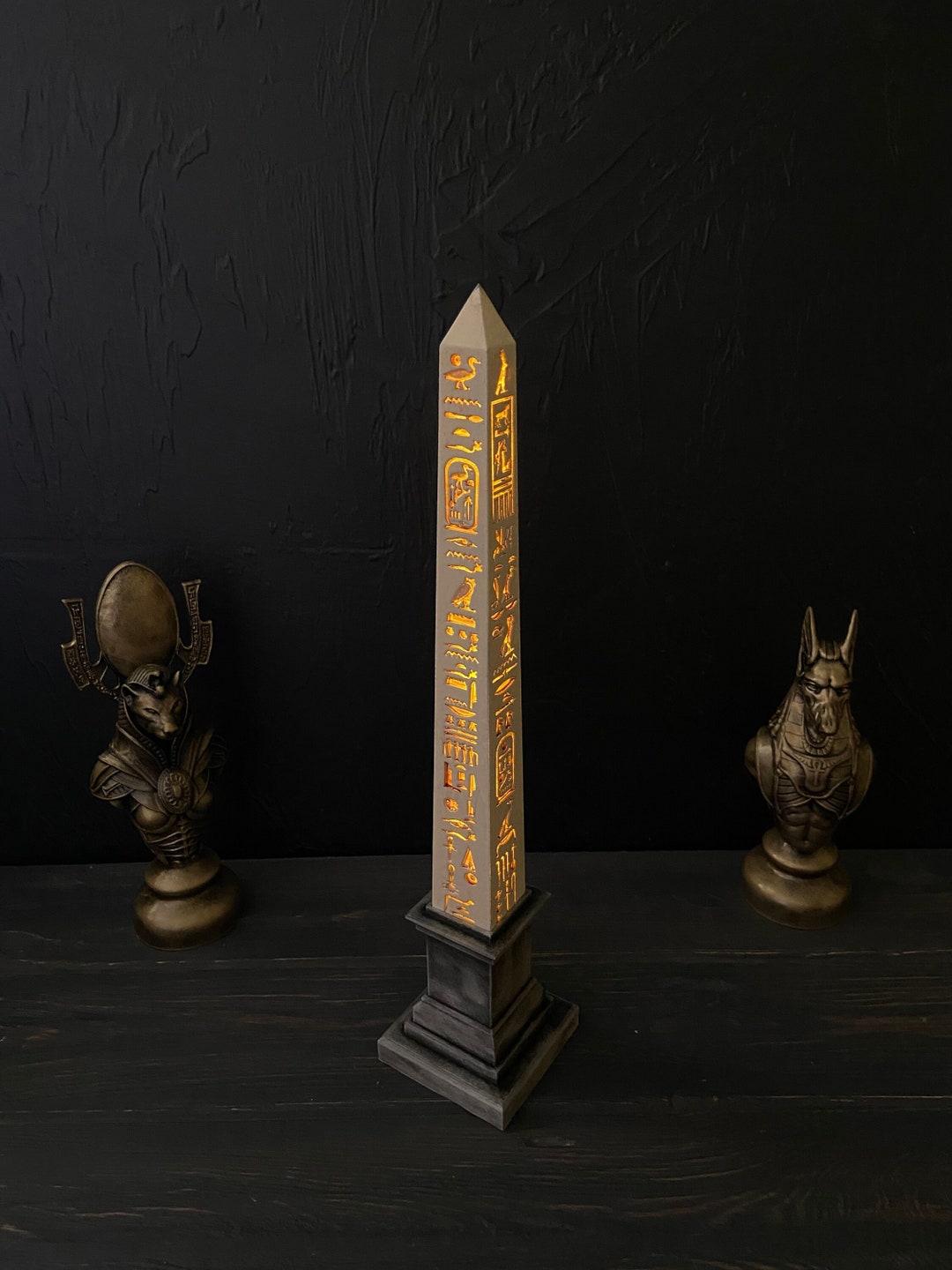 Egyptian Night Light, Egyptian Obelisk With Hieroglyphs, LED Table Lamp ...