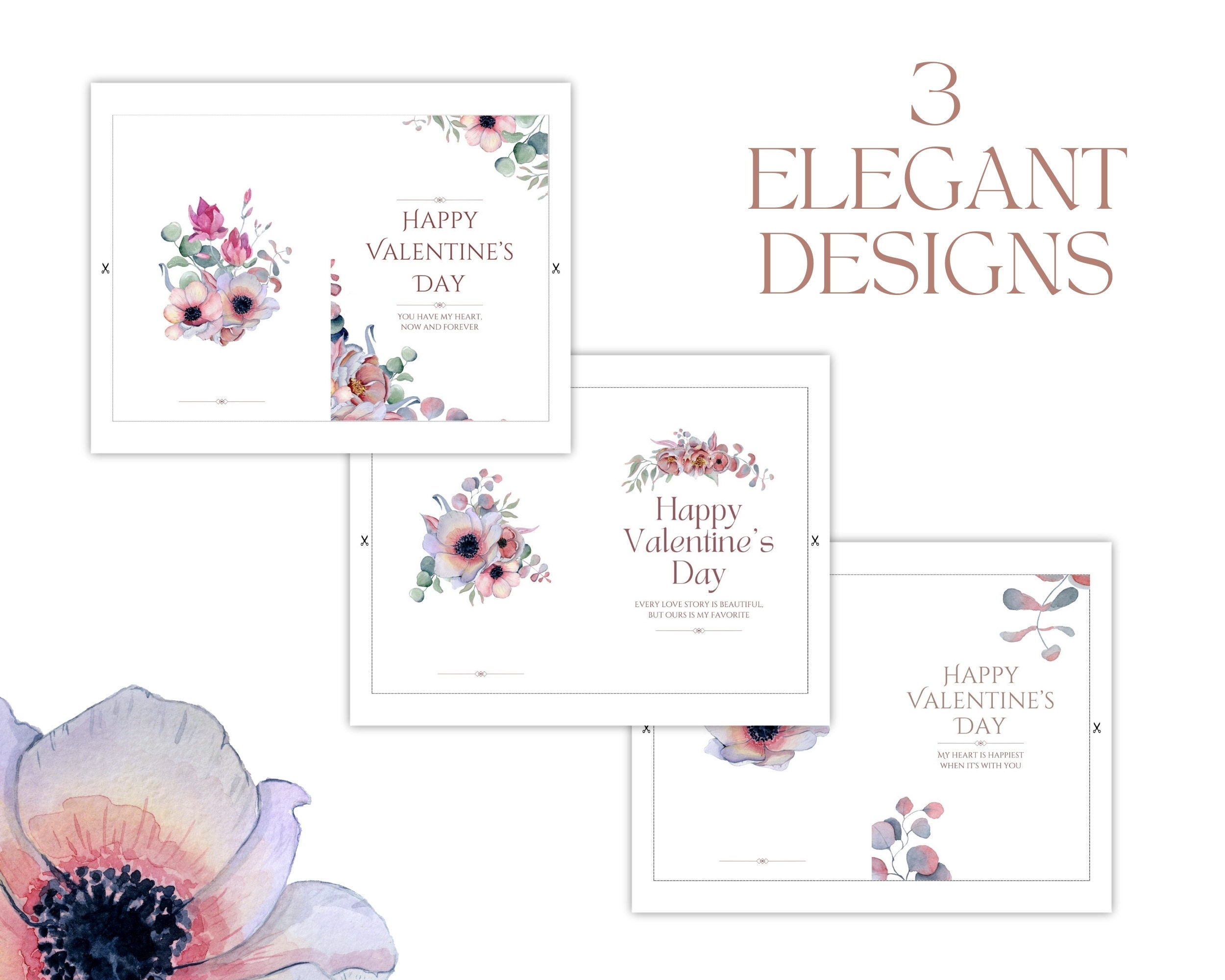 Printable Digital Valentine's Day Card, Elegant Design Valentine's Day ...