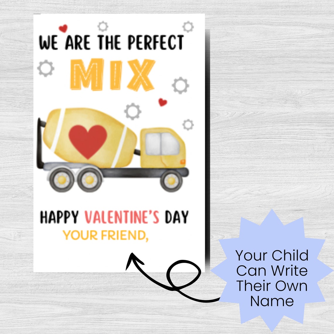 Construction Classroom Valentine Boy Valentine Kid Friend Valentine ...