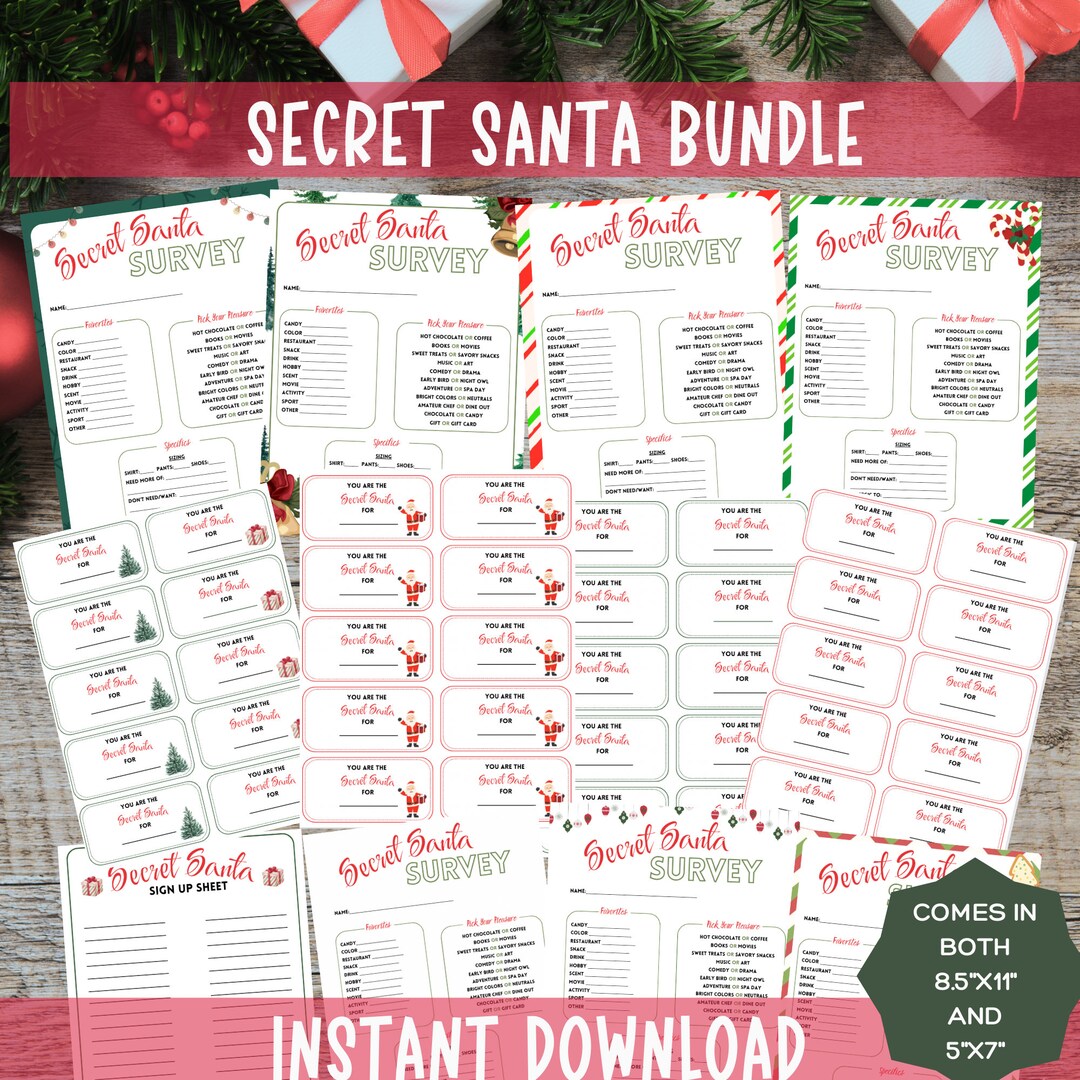 Secret Santa Questionnaire | Secret Santa Survey | Company Holiday ...