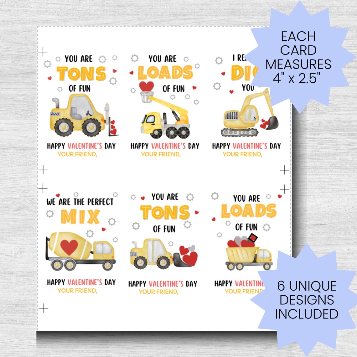 Construction Classroom Valentine Boy Valentine Kid Friend Valentine ...