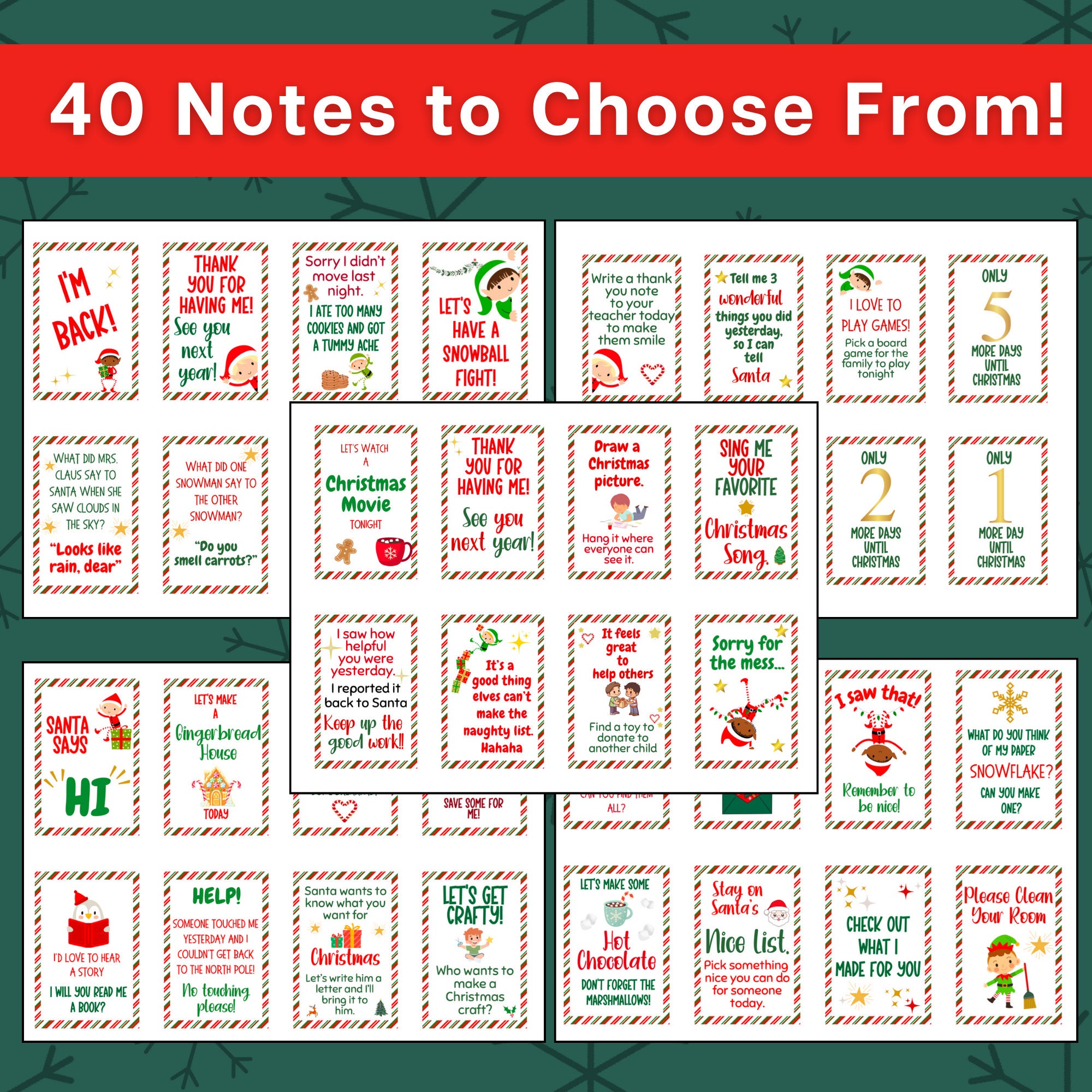 Elf Notes Printable Christmas Digital Instant Download Message From Elf ...