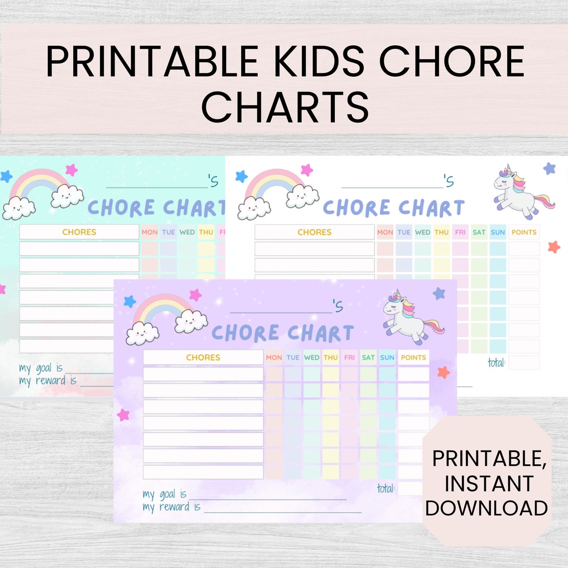 Printable Chore Chart for Kids ADHD Kids Reward Chart Toddler Reward ...