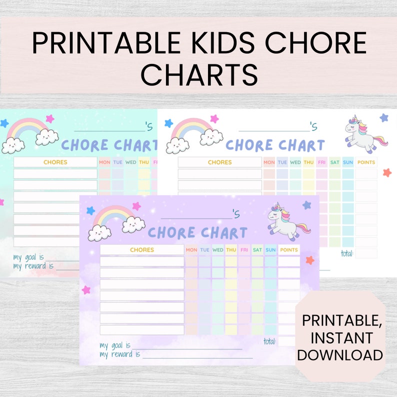 Printable Chore Chart for Kids ADHD Kids Reward Chart Toddler Reward ...