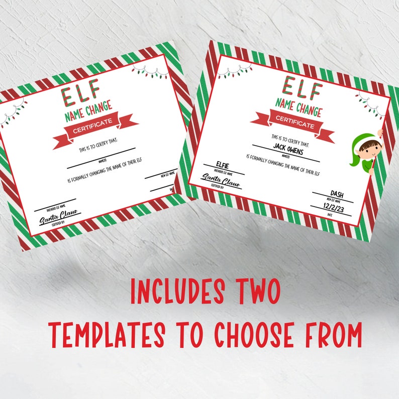Editable Elf Name Change Certificate | Elf Name Generator | Printable ...