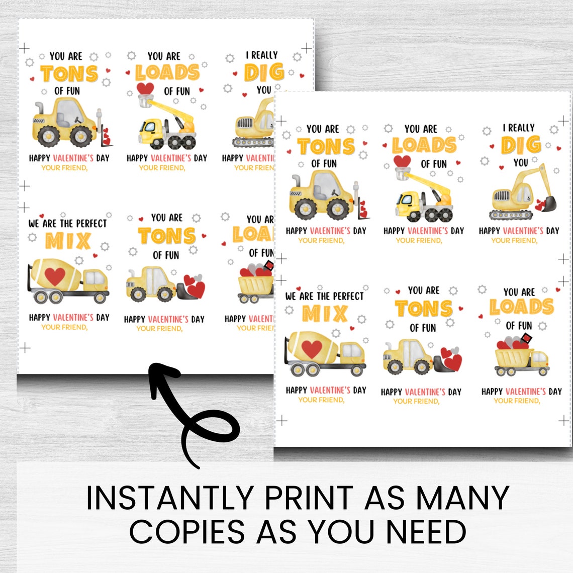 Construction Classroom Valentine Boy Valentine Kid Friend Valentine ...