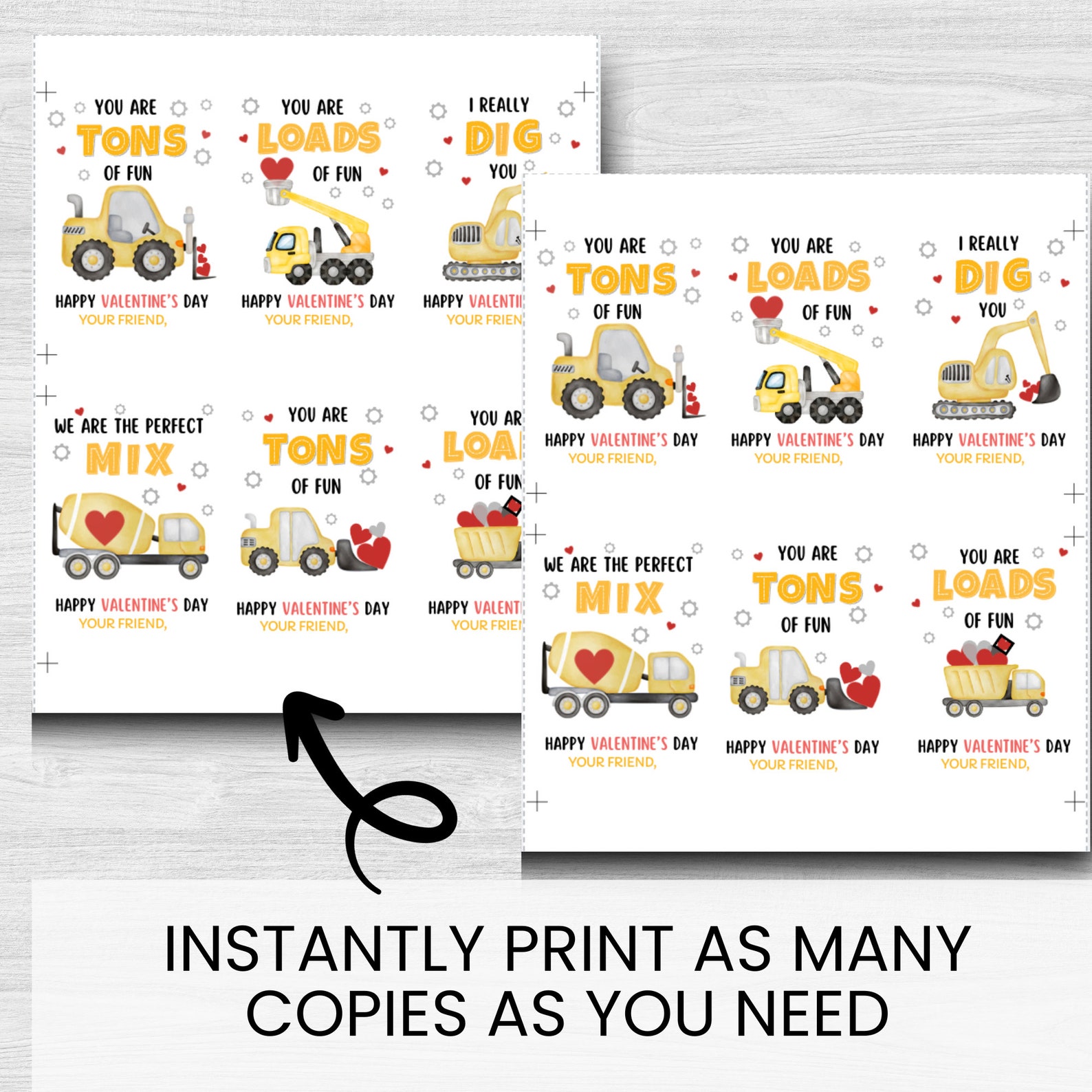 Construction Classroom Valentine | Boy Valentine | Kid Friend Valentine ...