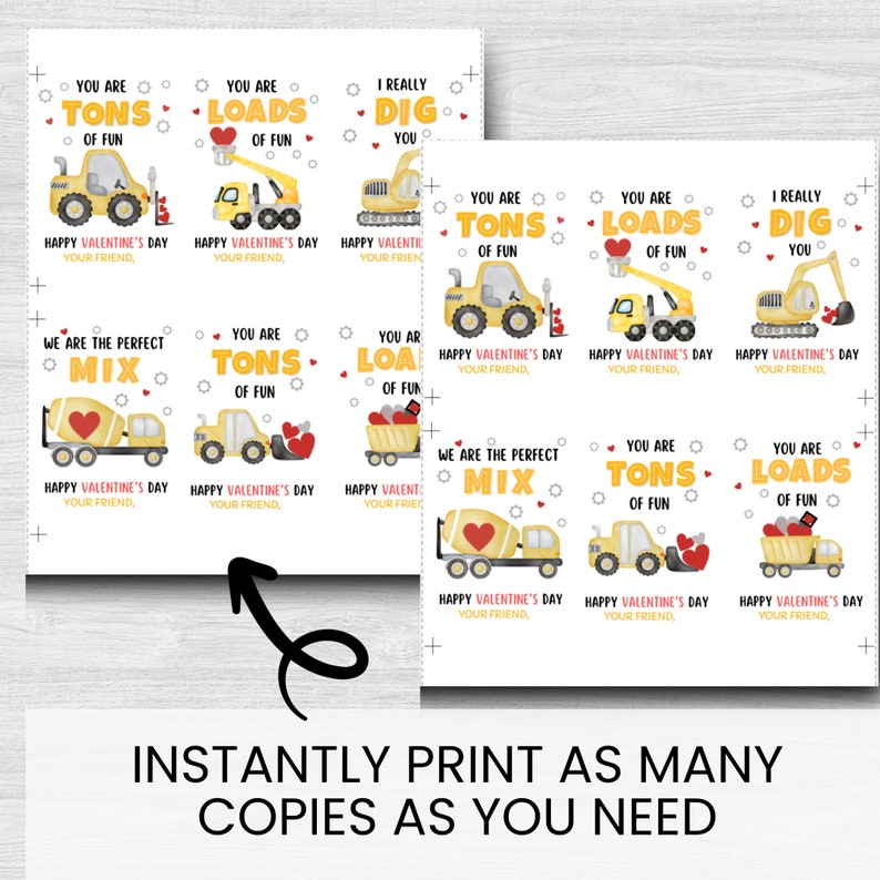 Construction Classroom Valentine | Boy Valentine | Kid Friend Valentine ...
