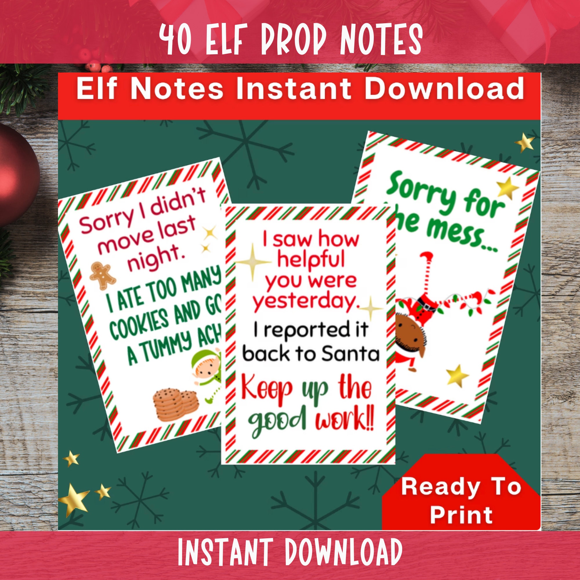 Christmas Elf Bundle Elf Notes Printable Christmas Instant Digital ...