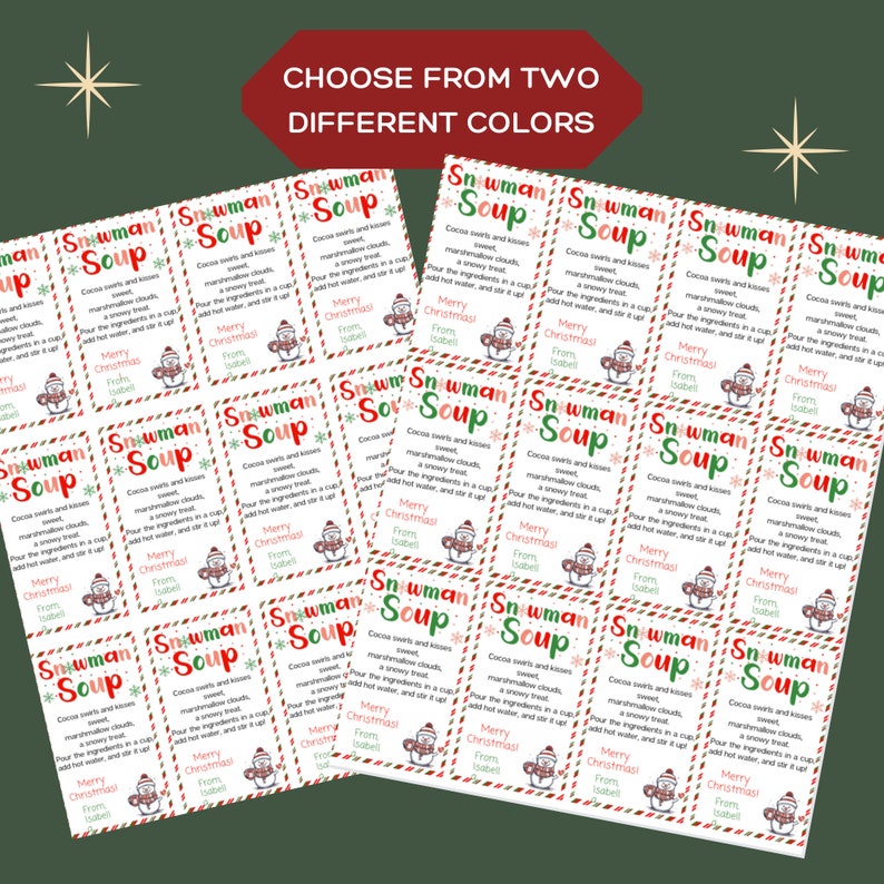 Snowman Soup | Hot Cocoa Printable | School Treat | Classroom Holiday ...