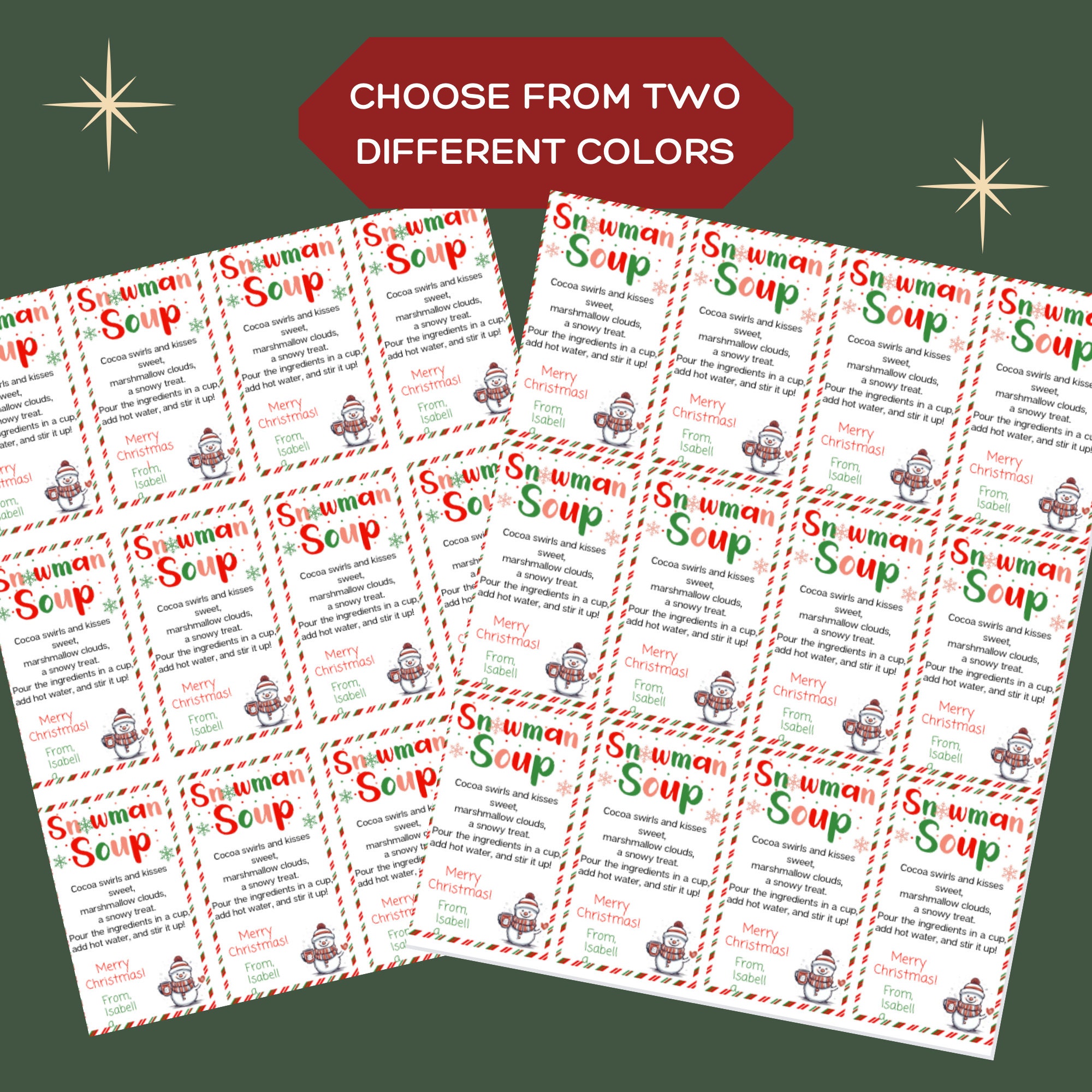 Snowman Soup | Hot Cocoa Printable | School Treat | Classroom Holiday ...