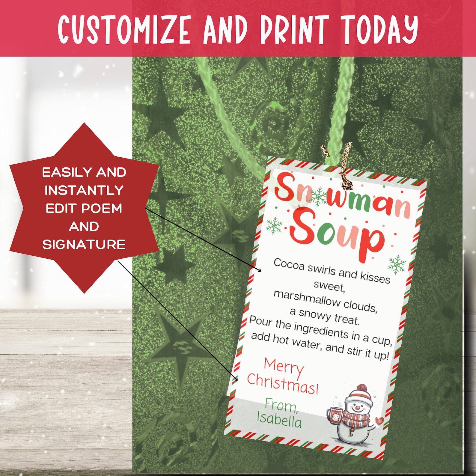 Snowman Soup | Hot Cocoa Printable | School Treat | Classroom Holiday ...