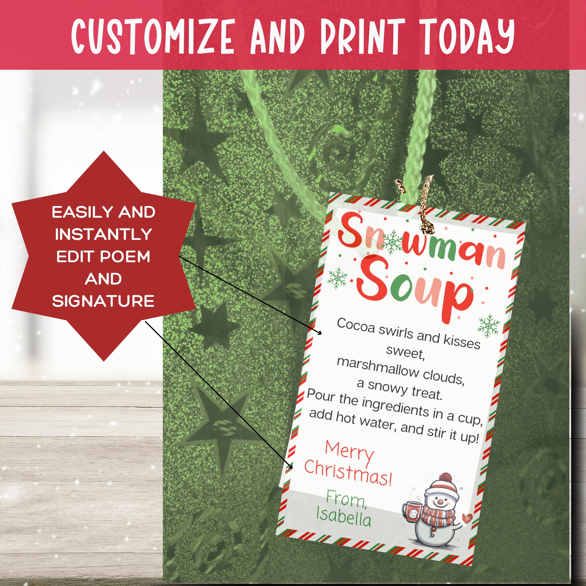 Snowman Soup | Hot Cocoa Printable | School Treat | Classroom Holiday ...
