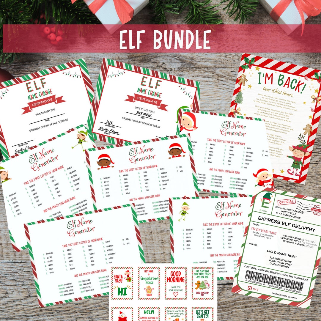 Christmas Elf Bundle | Elf Notes Printable | Christmas Instant Digital ...