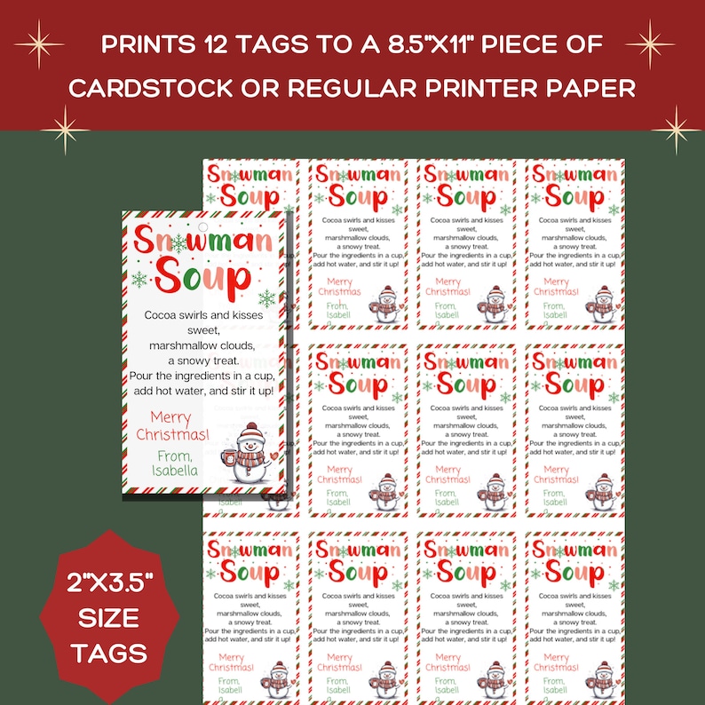 Snowman Soup | Hot Cocoa Printable | School Treat | Classroom Holiday ...