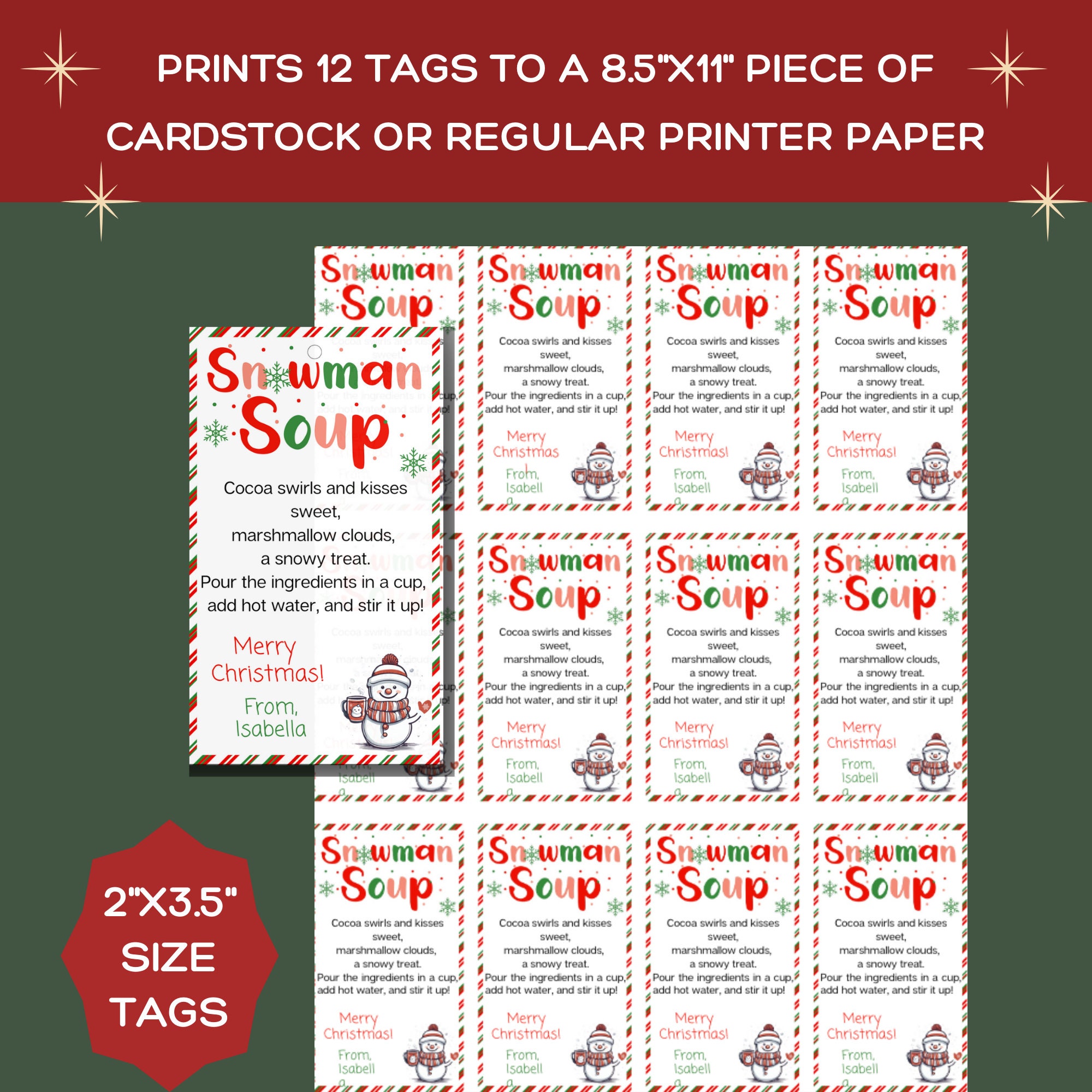 Snowman Soup | Hot Cocoa Printable | School Treat | Classroom Holiday ...