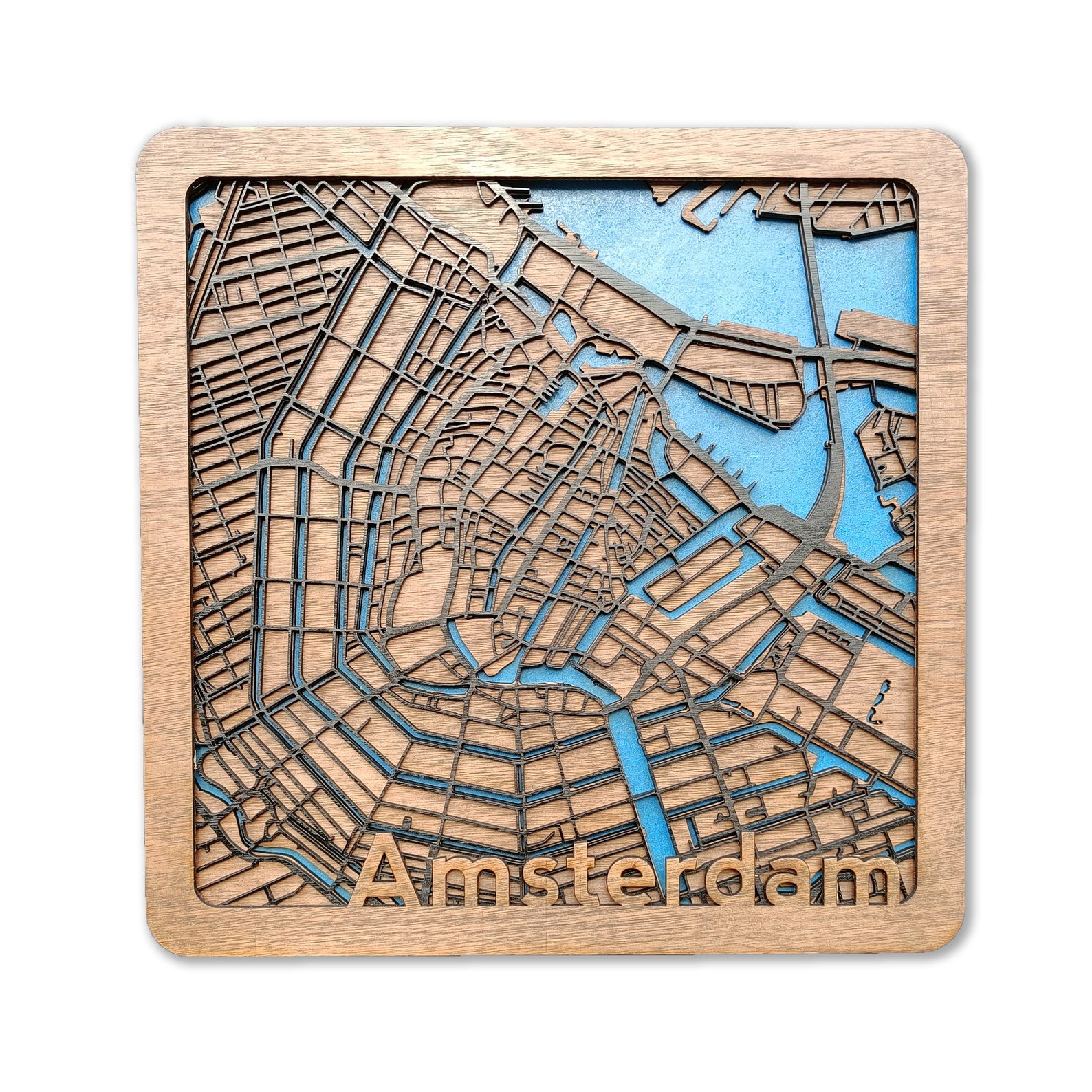 Custom Map of Any City Laser Cut Wood Art 3D Map of Amsterdam - Etsy Canada