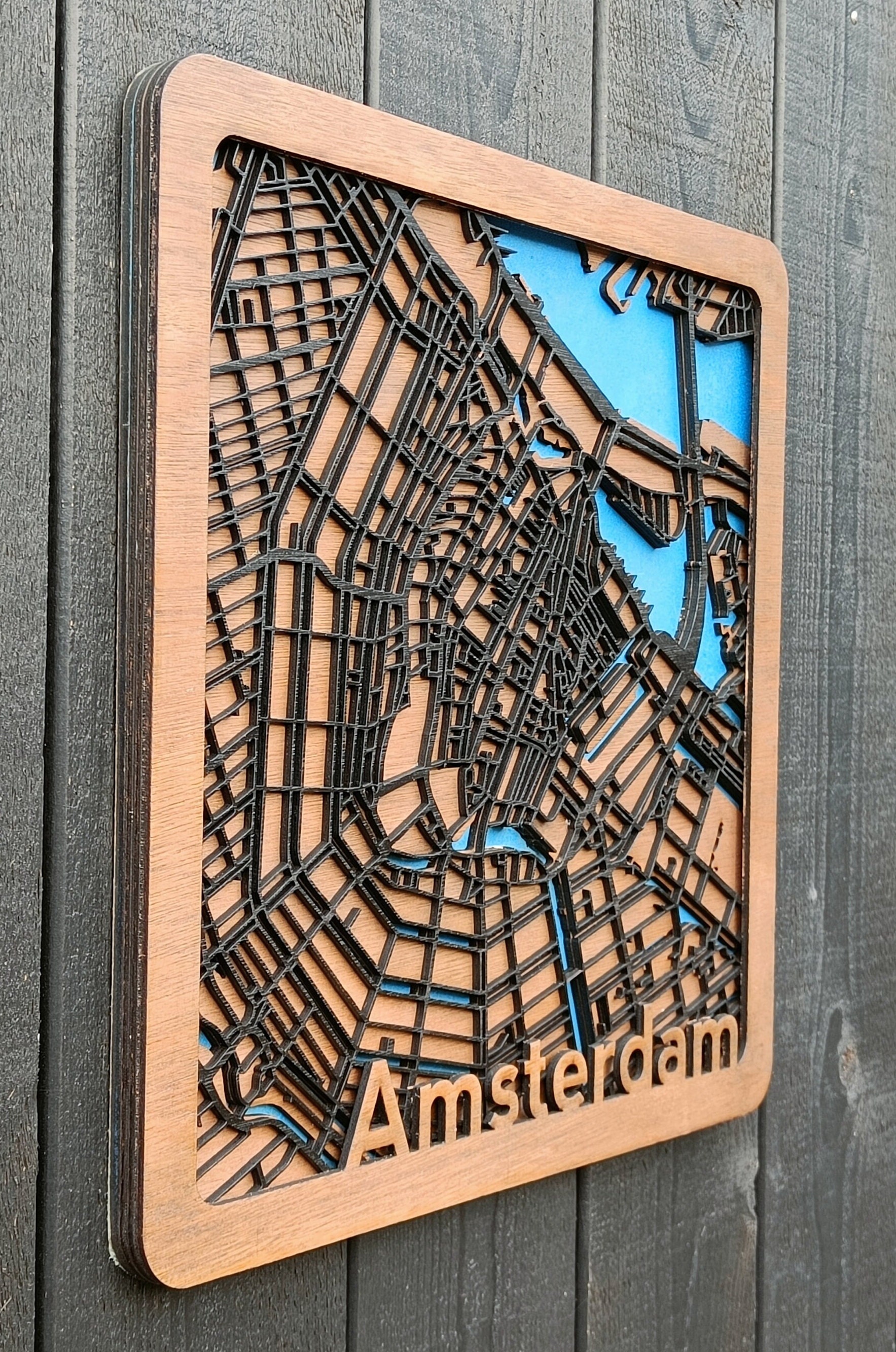 Custom Map of Any City Laser Cut Wood Art 3D Map of Amsterdam - Etsy Canada