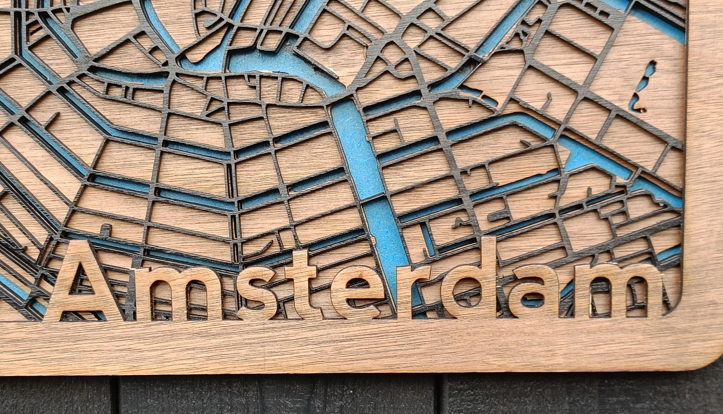 Custom Map of Any City Laser Cut Wood Art 3D Map of Amsterdam - Etsy Canada