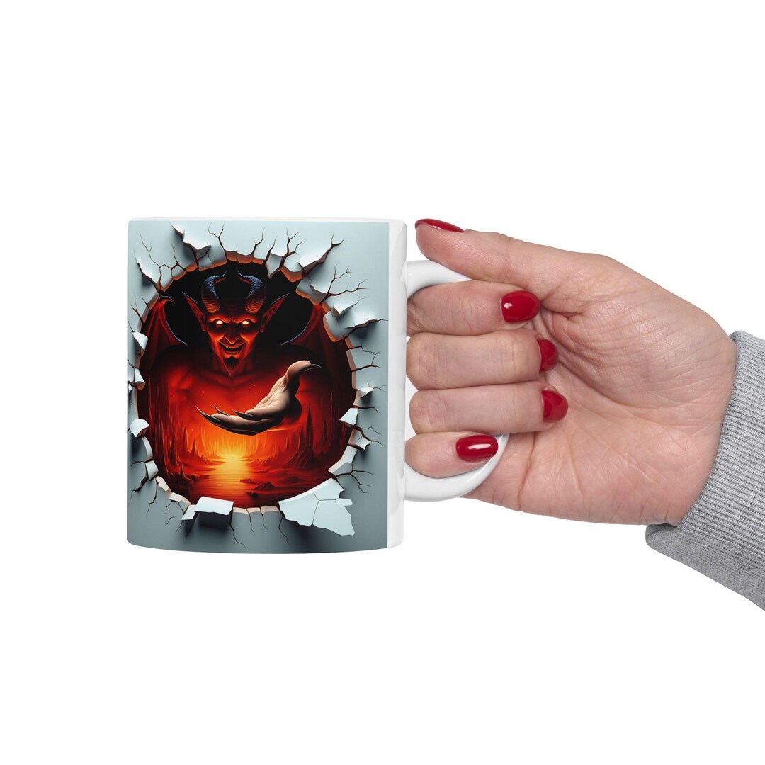 Evil Krampus Ceramic Mug, Scary Halloween Coffee Cup, Affordable Gift ...