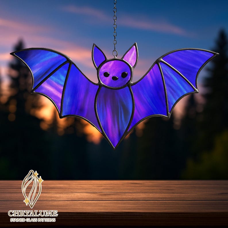 Halloween Bat Stained Glass Pattern: DIY Suncatcher (PDF Download - Etsy