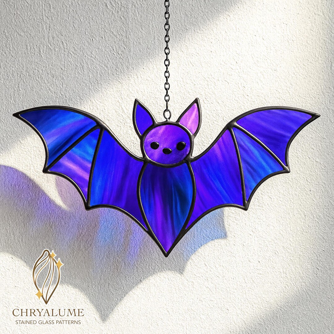 Halloween Bat Stained Glass Pattern: DIY Suncatcher (PDF Download - Etsy