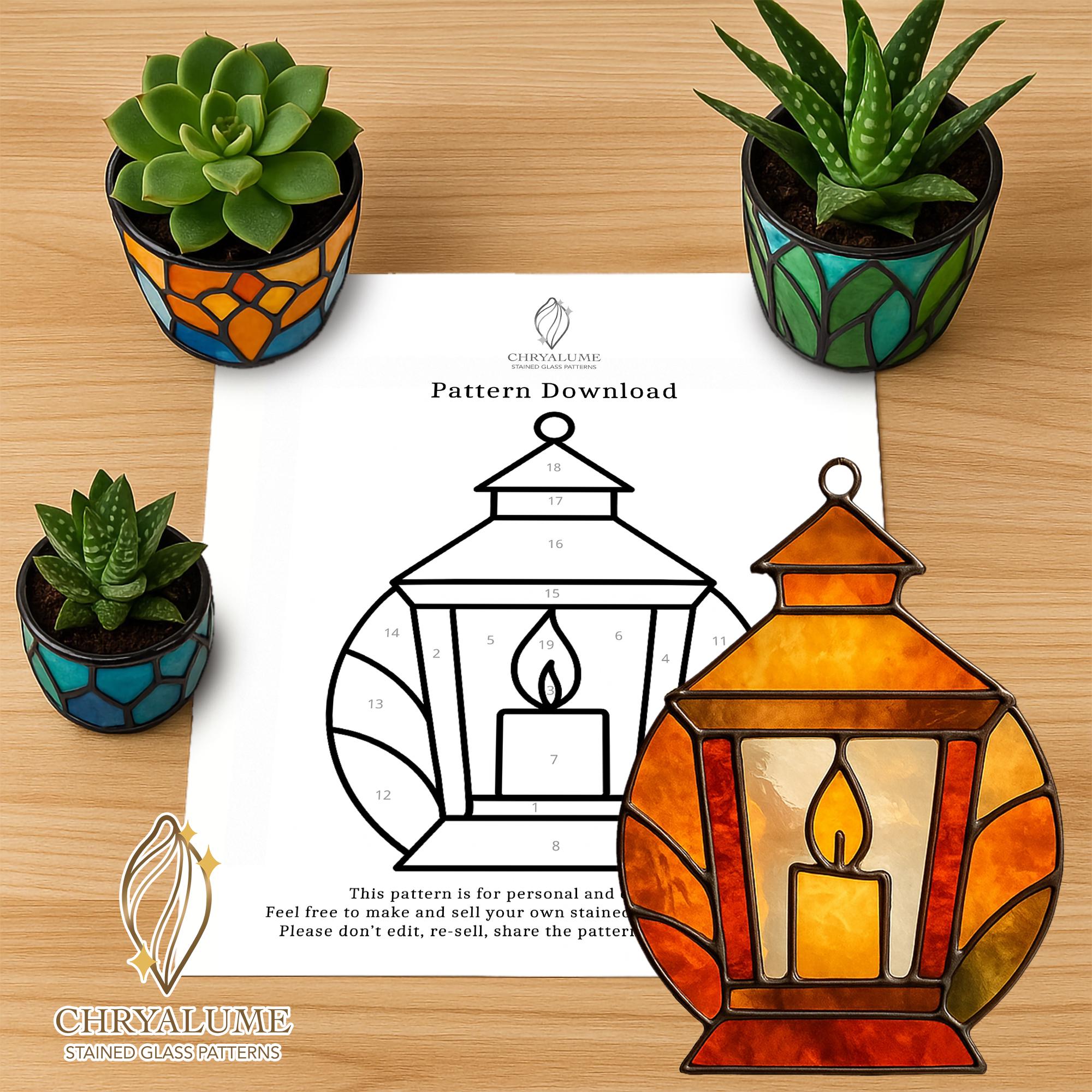 Autumn Stained Glass Lamp Pattern: Fall Cozy Suncatcher Design (PDF ...