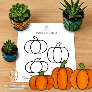Pumpkins Stained Glass Pattern: Autumn Suncatcher DIY (PDF Pattern) - Etsy