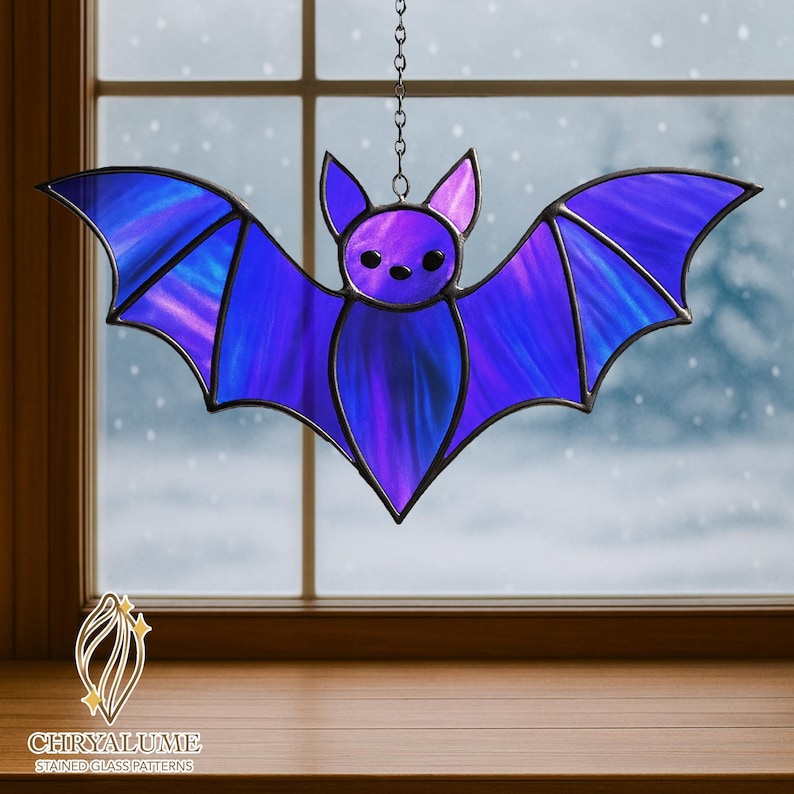 Halloween Bat Stained Glass Pattern: DIY Suncatcher (PDF Download - Etsy