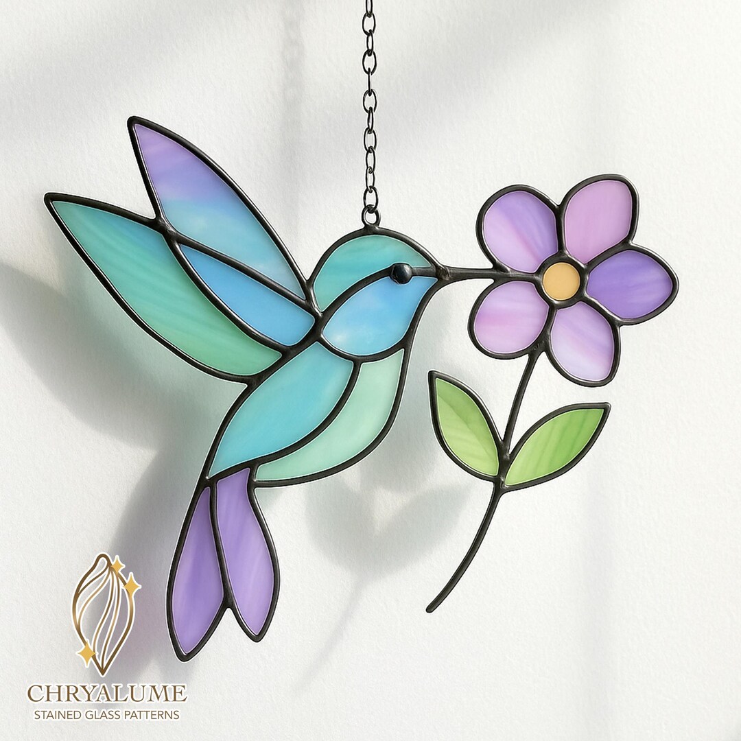 Hummingbird Stained Glass Pattern: DIY Bird Suncatcher (PDF Download ...