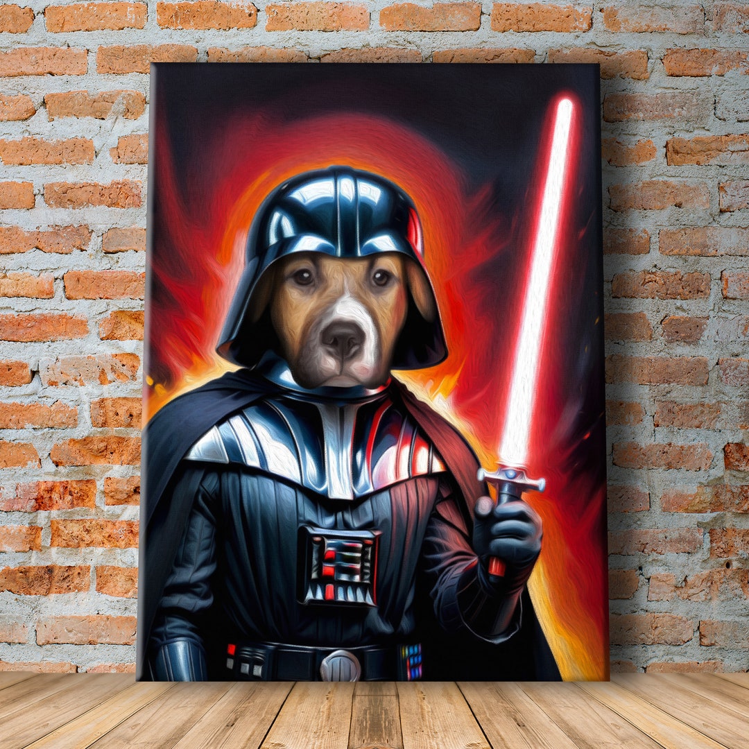 Custom Star Wars Pet Portrait, Darth Vader, Pet Art, Mandalorian, Pet ...