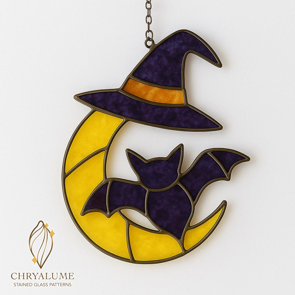 Halloween Bat Stained Glass Pattern: DIY Suncatcher Design (PDF ...