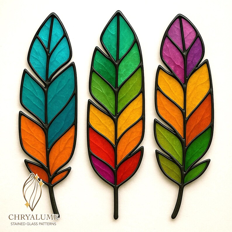 Feather Stained Glass Pattern: Nature Suncatcher Window Decor (PDF ...